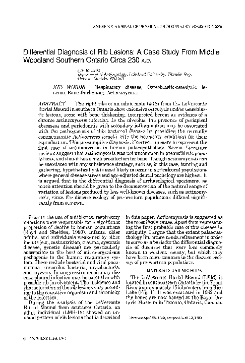 (PDF) Differential diagnosis of rib lesions: A case study from middle ...