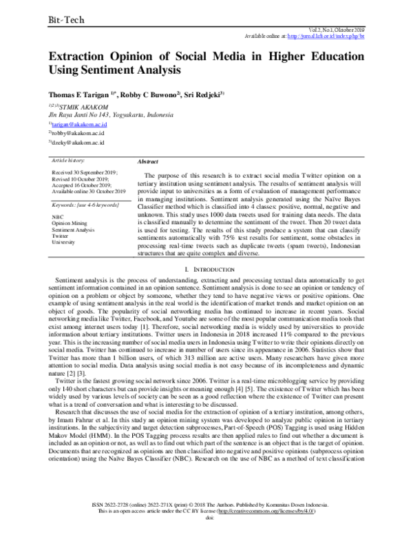 (PDF) Social Media Sentiment Analysis in Education