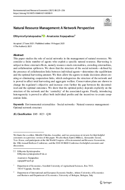 (PDF) Natural Resource Management: A Network Perspective