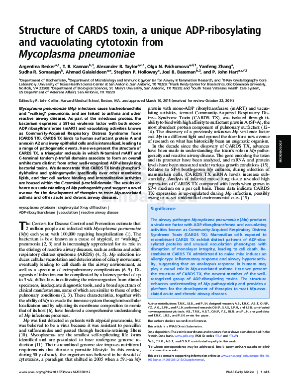 (PDF) Structure of CARDS toxin, a unique ADP-ribosylating and ...