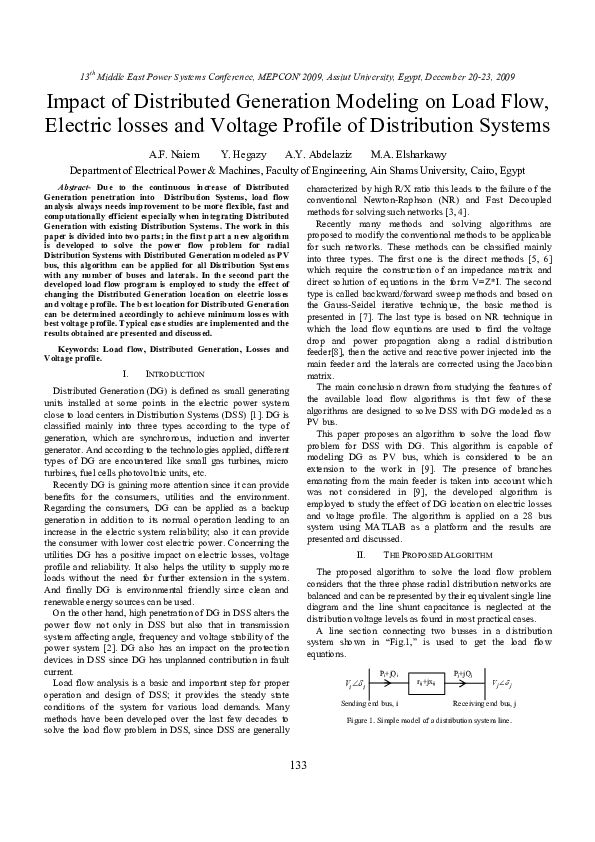 Pdf Impact Of Distributed Generation Modeling On Load Flow Electric