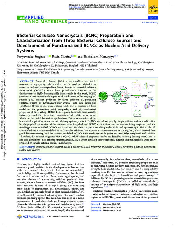 (PDF) Bacterial Cellulose Nanocrystals (BCNC) Preparation and ...