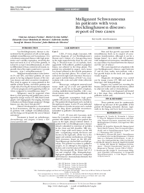 (PDF) Schwannoma maligno em pacientes com doença de von Recklinghausen ...