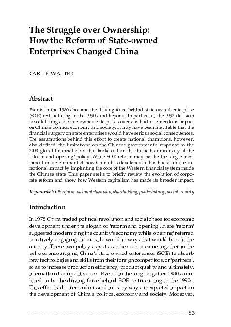 (PDF) The struggle over ownership: How the reform of state-owned ...
