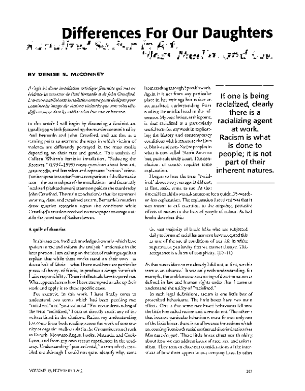 (PDF) Differences for Our Daughters: Racialized Sexism in Art, Mass ...