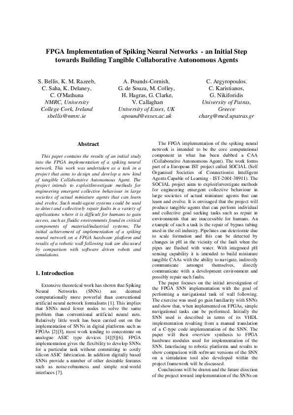 (PDF) FPGA Implementation of Spiking Neural Network
