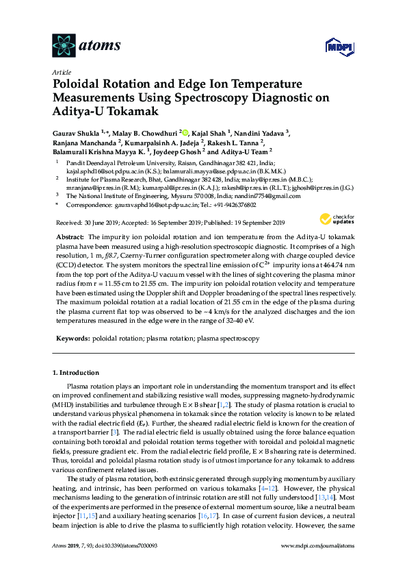(PDF) Poloidal Rotation and Edge Ion Temperature Measurements Using ...