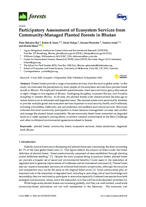 (PDF) Participatory Assessment of Ecosystem Services from Community ...