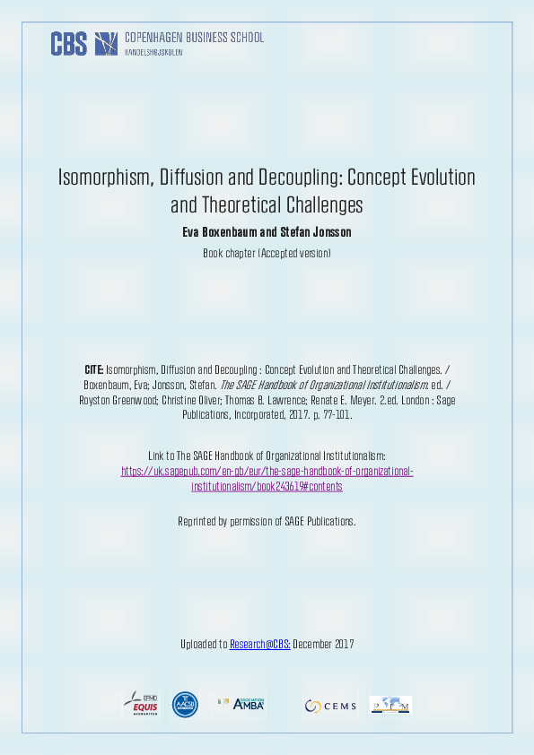 (PDF) Isomorphism, Diffusion and Decoupling: Concept Evolution and Theoretical Challenges