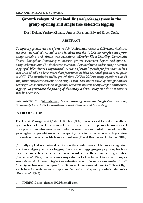 (PDF) Growth of Retained Fir in Logging Methods