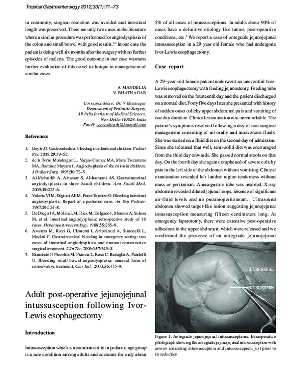(PDF) Adult post-operative jejunojejunal intussusception following Ivor ...