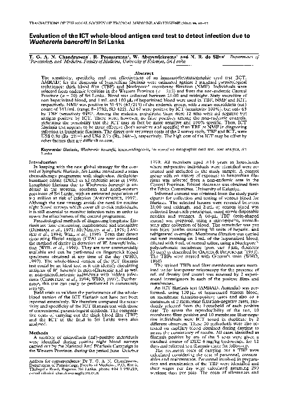 (PDF) Evaluation of the ICT whole-blood antigen card test to detect ...