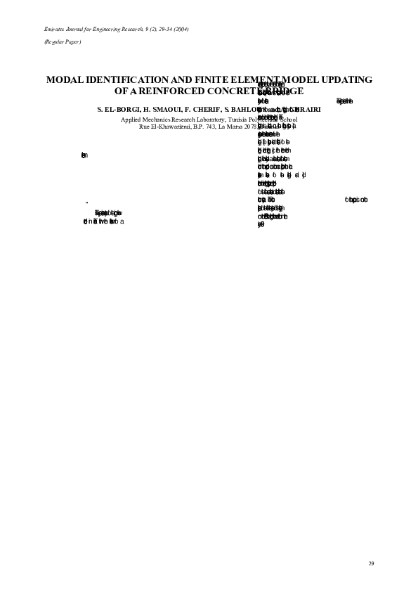 Pdf Modal Identification And Model Updating Of A Reinforced Concrete Bridge