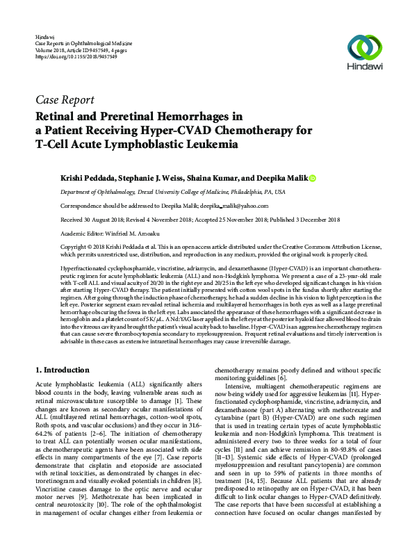 (PDF) Retinal and Preretinal Hemorrhages in a Patient Receiving Hyper ...