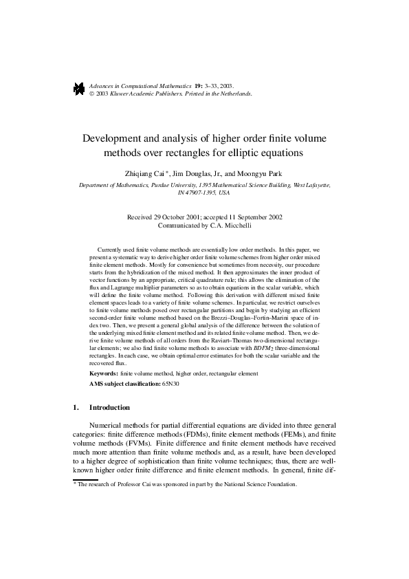 Pdf Development And Analysis Of Higher Order Finite Volume Methods