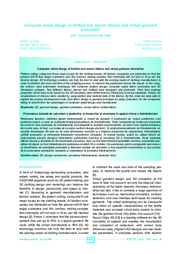 (PDF) Computer aided design of knitted and woven fabrics and virtual ...
