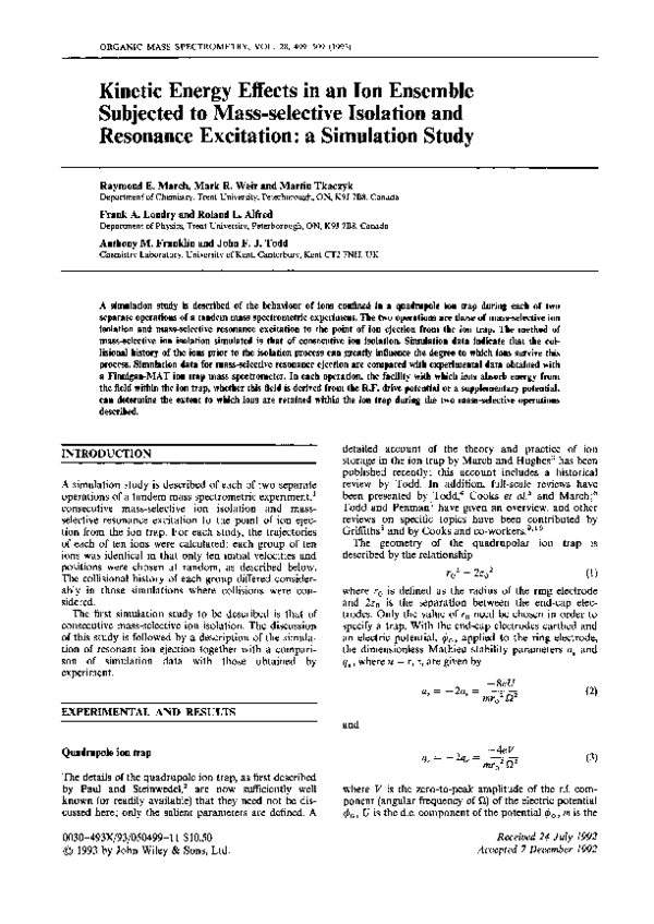 (PDF) Kinetic energy effects in an ion ensemble subjected to mass ...