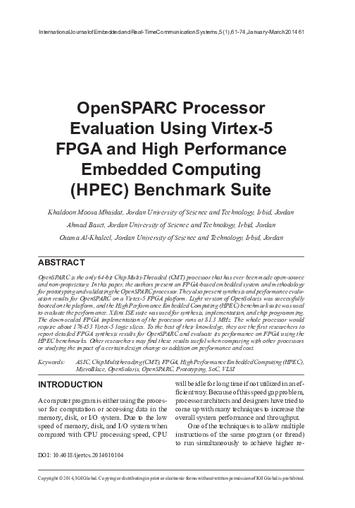 (PDF) OpenSPARC Processor Evaluation using Virtex-5 FPGA and High ...