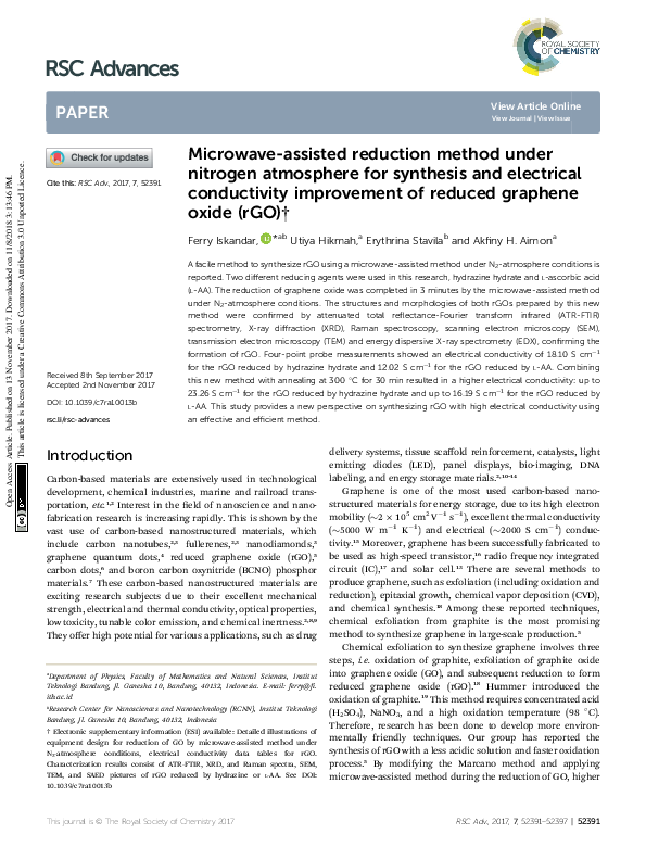 (PDF) Microwave-assisted reduction method under nitrogen atmosphere for ...