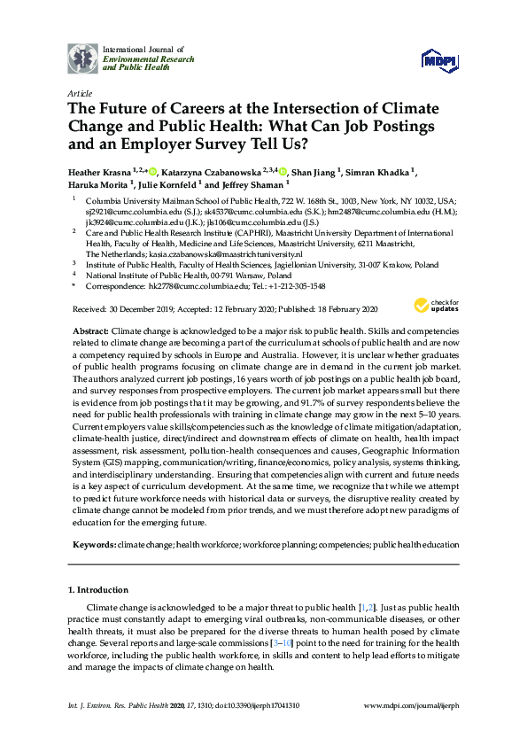 (PDF) The Future of Careers at the Intersection of Climate Change and ...