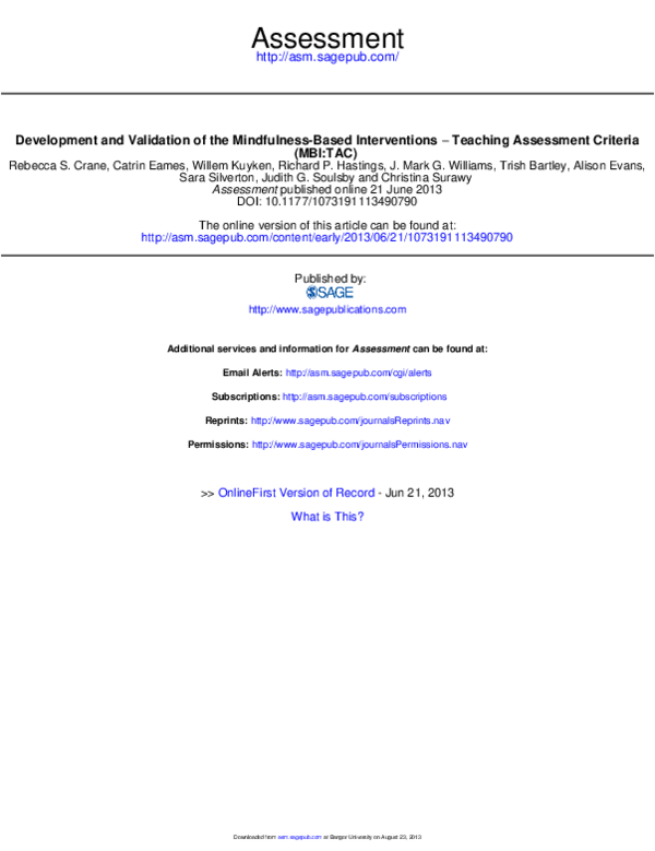 (PDF) Development and Validation of the Mindfulness-Based Interventions ...