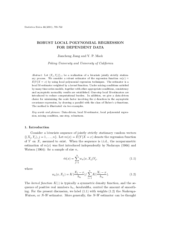 (PDF) Robust Local Polynomial Regression for Time Series Data