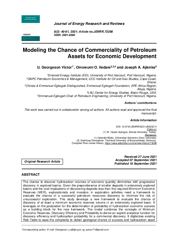 (PDF) Modeling the Chance of Commerciality of Petroleum Assets for ...