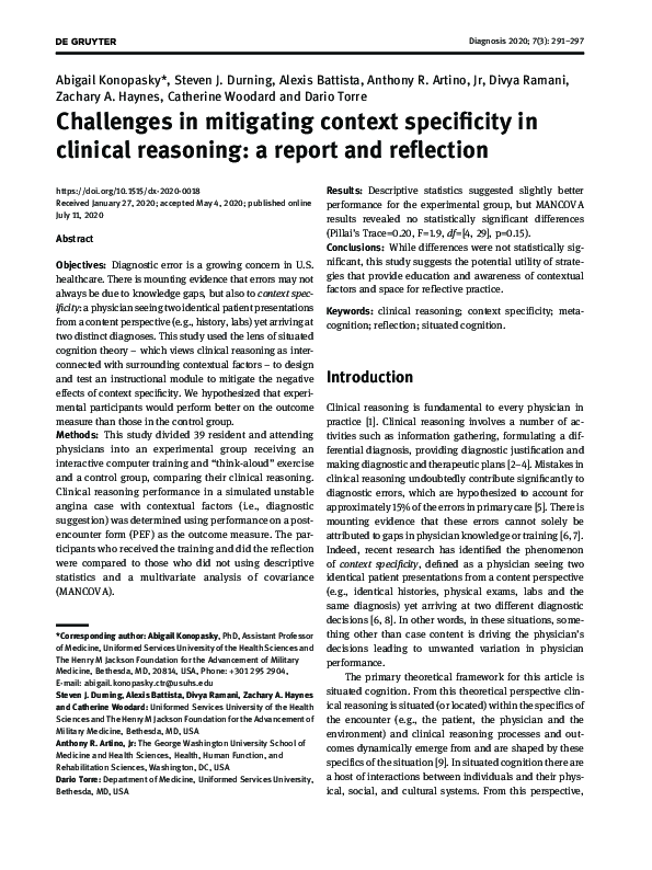 (PDF) Challenges in mitigating context specificity in clinical ...