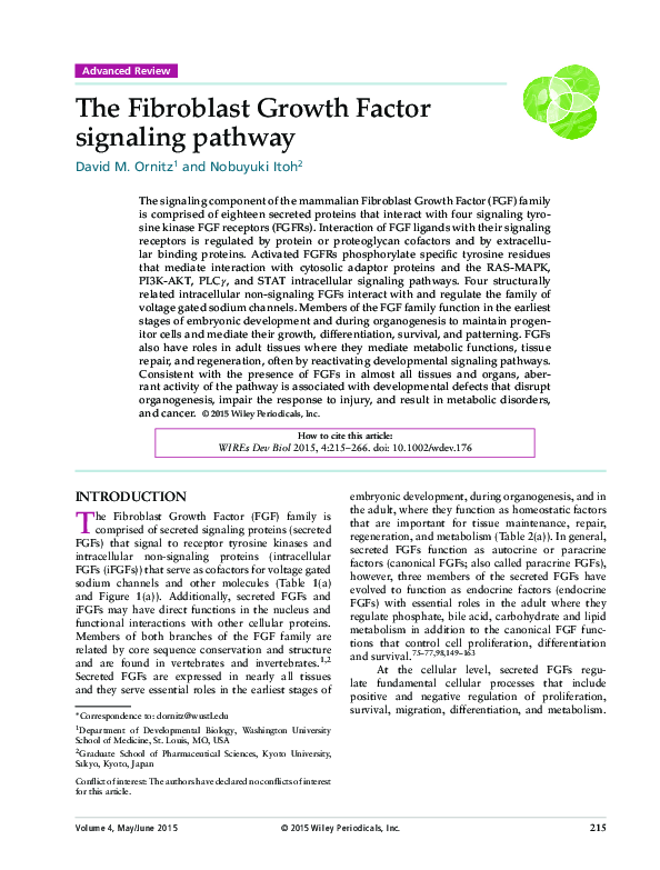 (PDF) The Fibroblast Growth Factor signaling pathway