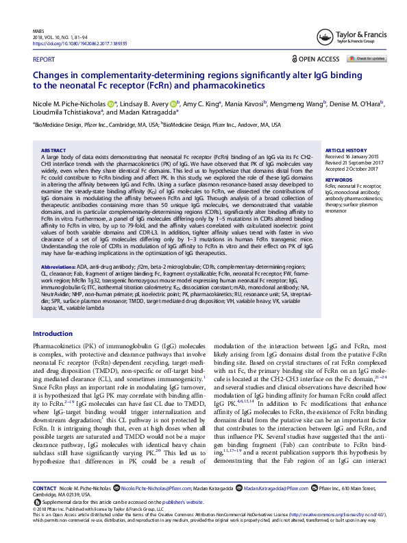 (PDF) Changes in complementarity-determining regions significantly ...