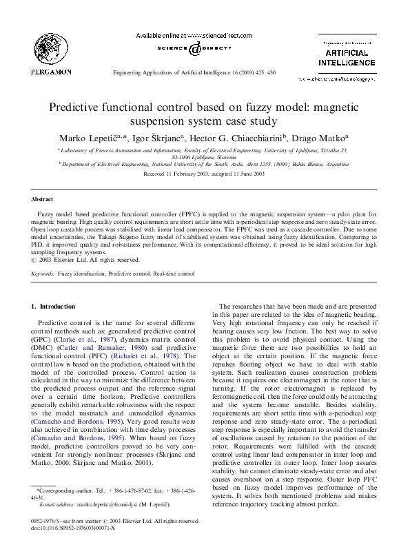 (PDF) Predictive functional control based on fuzzy model: magnetic suspension system case study