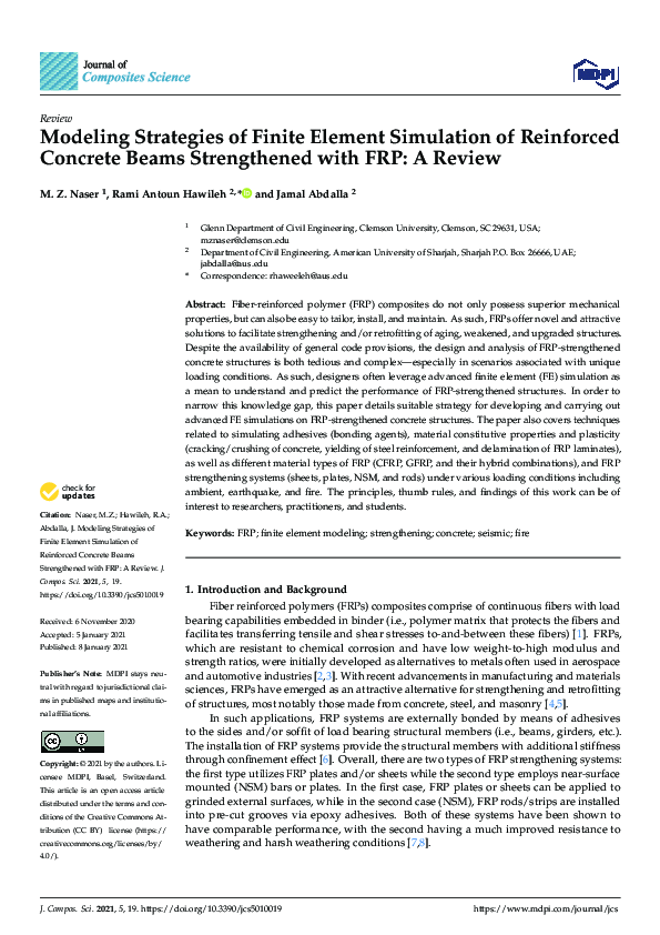 Pdf Modeling Strategies Of Finite Element Simulation Of Reinforced