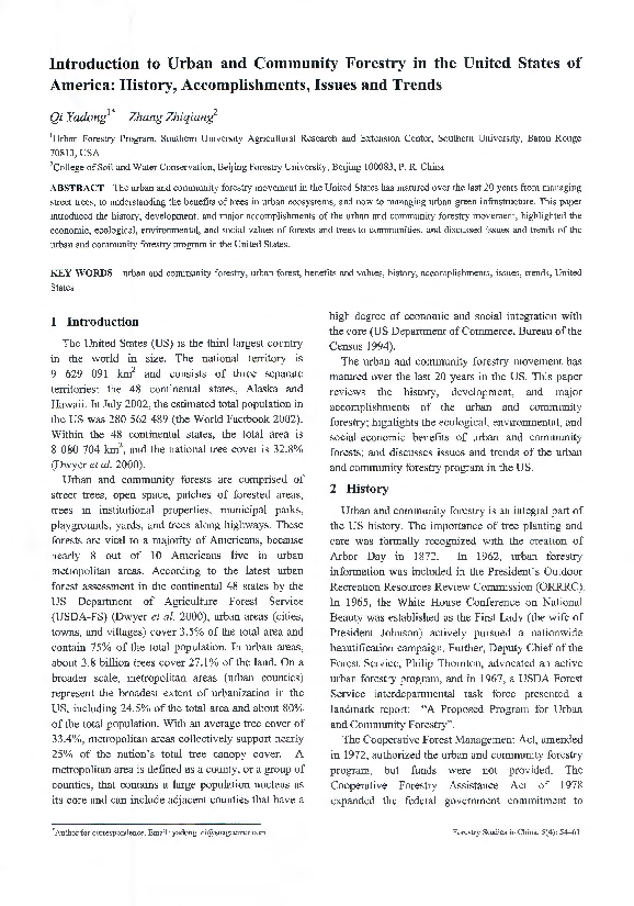 (PDF) Introduction to Urban and Community Forestry in the United States ...