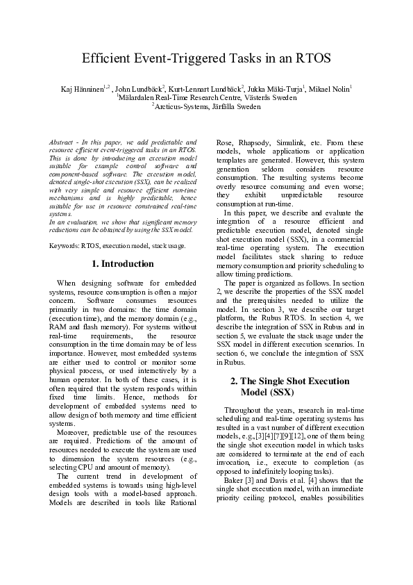 (PDF) Efficient Event-Triggered Tasks in an RTOS