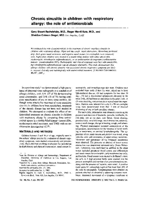 (PDF) Chronic sinusitis in children with respiratory allergy: the role of antimicrobials