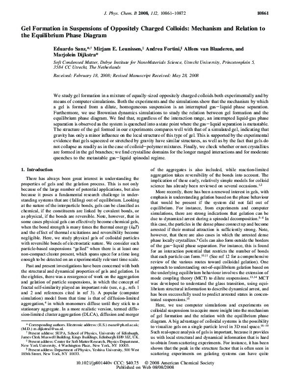 (PDF) Gel Formation in Suspensions of Oppositely Charged Colloids ...