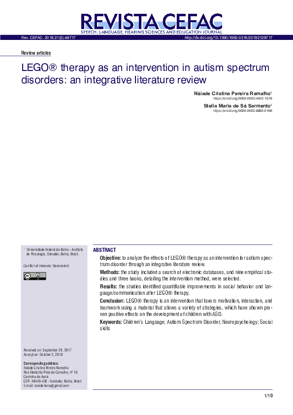 (PDF) LEGO® therapy as an intervention in autism spectrum disorders: an ...