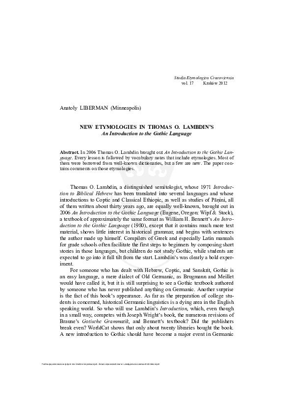 (PDF) New etymologies in Thomas O. Lambdin’s An Introduction to the ...