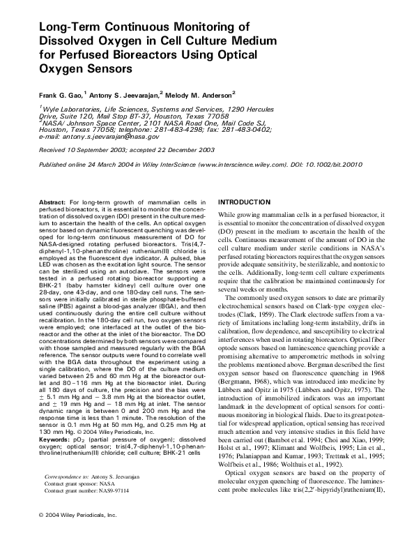 (PDF) Long-term continuous monitoring of dissolved oxygen in cell ...
