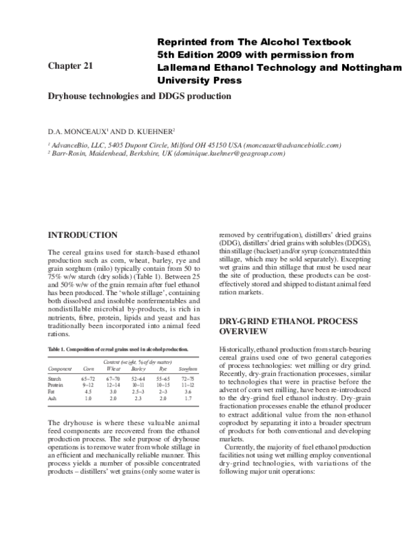 (PDF) Dryhouse technologies and DDGS production | Dominique Kuehner ...