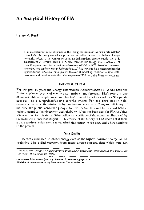 (PDF) An analytical history of EIA