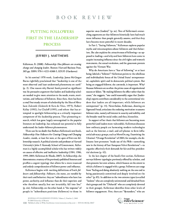 (PDF) Putting followers first in the leadership process