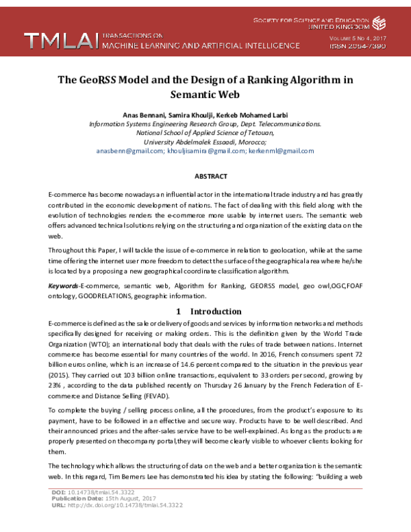 (PDF) The GeoRSS Model and the Design of a Ranking Algorithm in ...