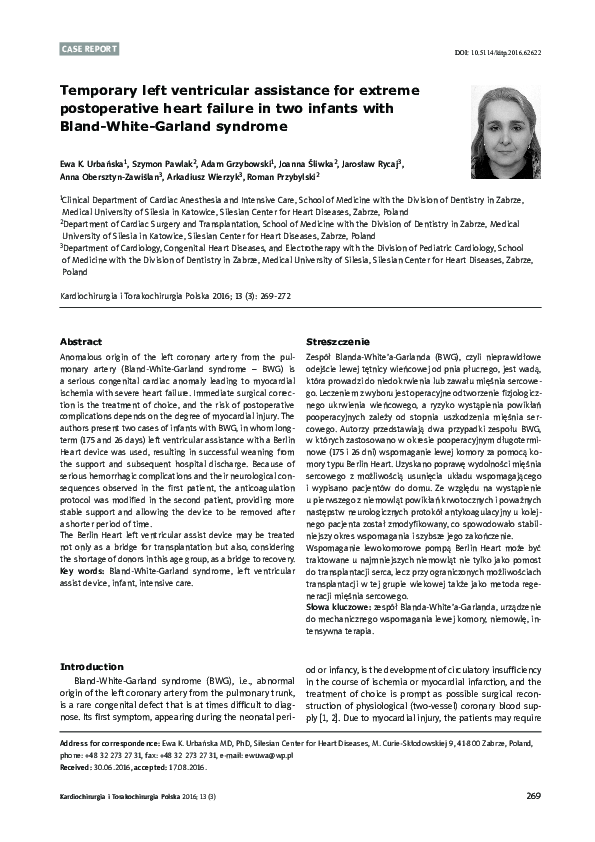 (PDF) Temporary left ventricular assistance for extreme postoperative ...