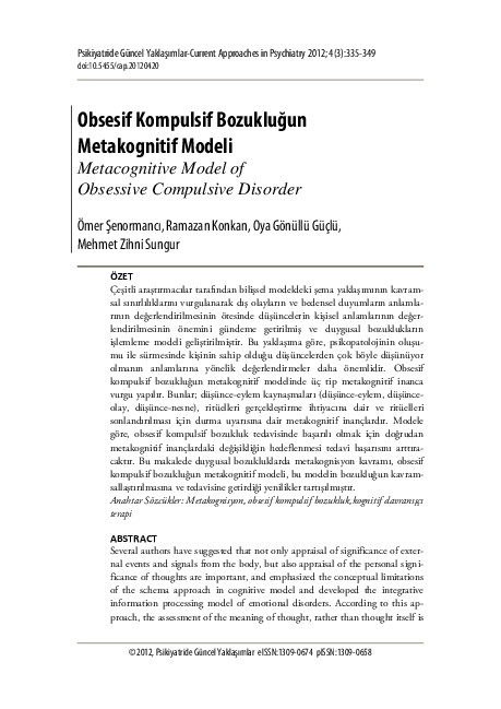 (PDF) Metacognitive Model of Obsessive Compulsive Disorder