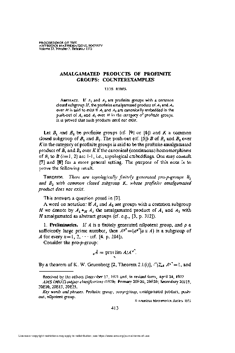 (PDF) Amalgamated Products of Profinite Groups: Counterexamples
