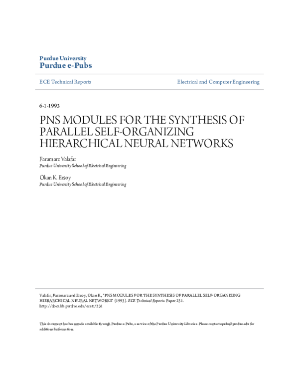 Pdf Pns Modules For The Synthesis Of Parallel Self Organizing Hierarchical Neural Networks