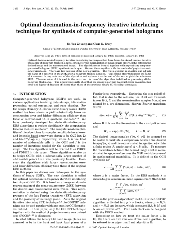 (PDF) Optimal decimation-in-frequency iterative interlacing technique for synthesis of computer ...