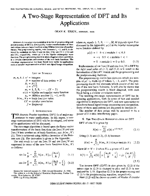 (PDF) A two-stage representation of DFT and its applications