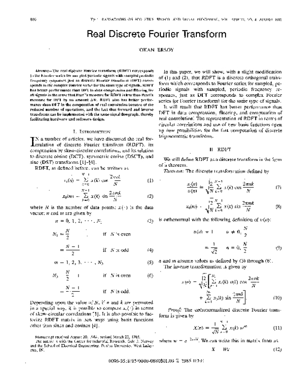 (PDF) Real discrete Fourier transform